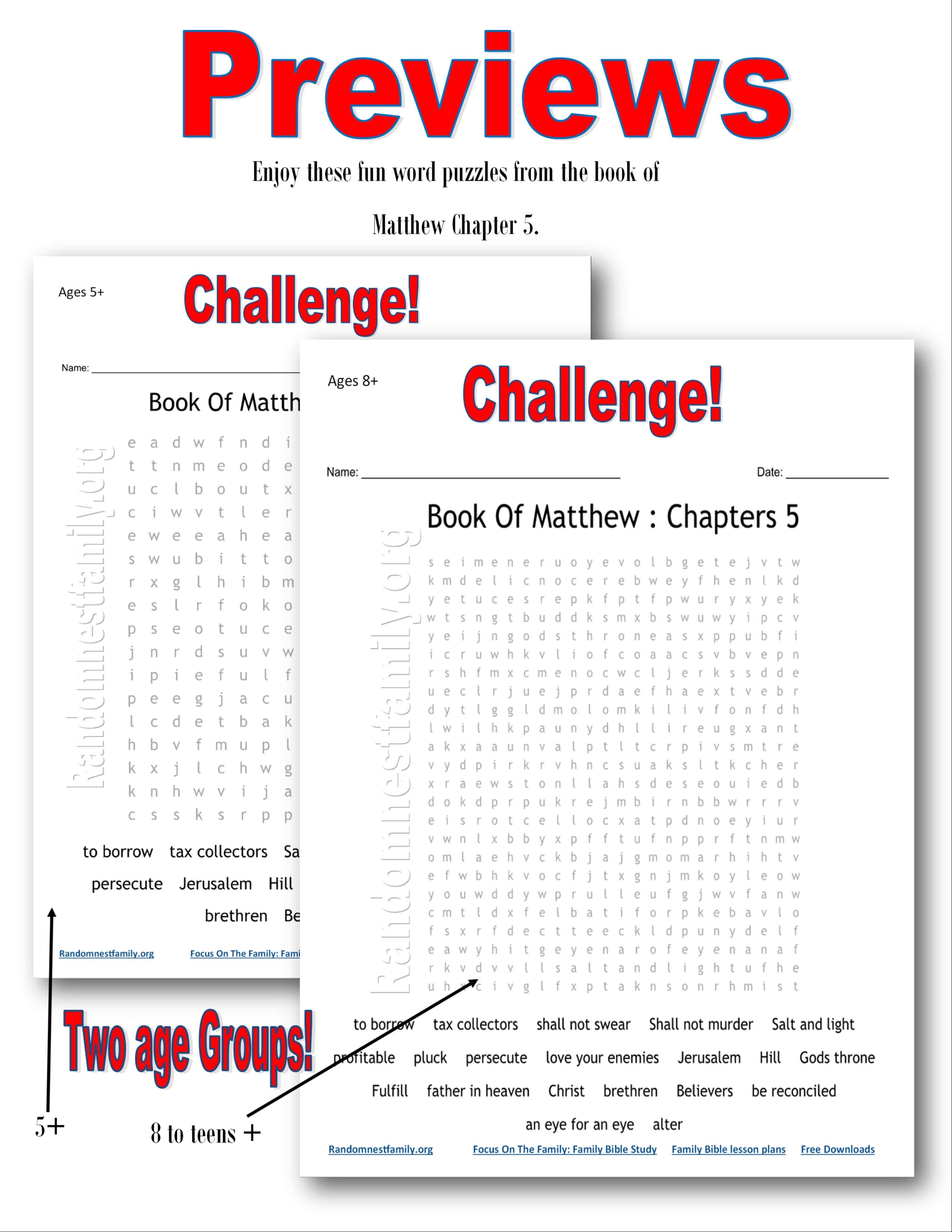 Matthew Chapter 5 Wordsearch